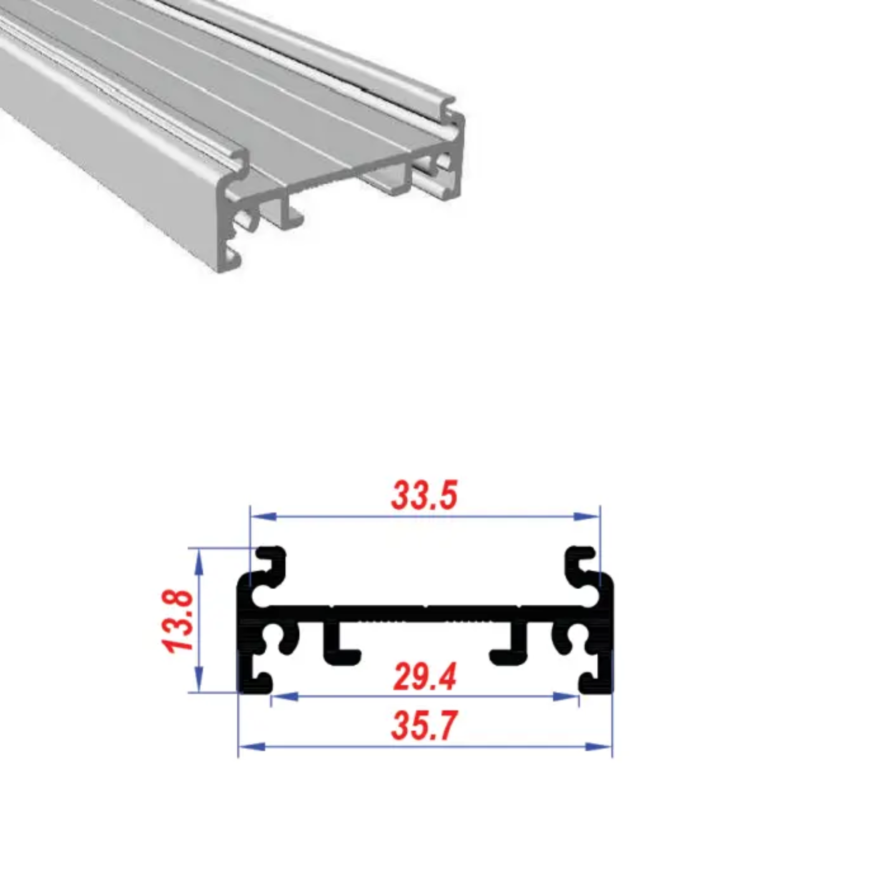 35.7x13.8mm Outdoor Wall-Mounted Aluminium LED Profile Set With Diffus ...