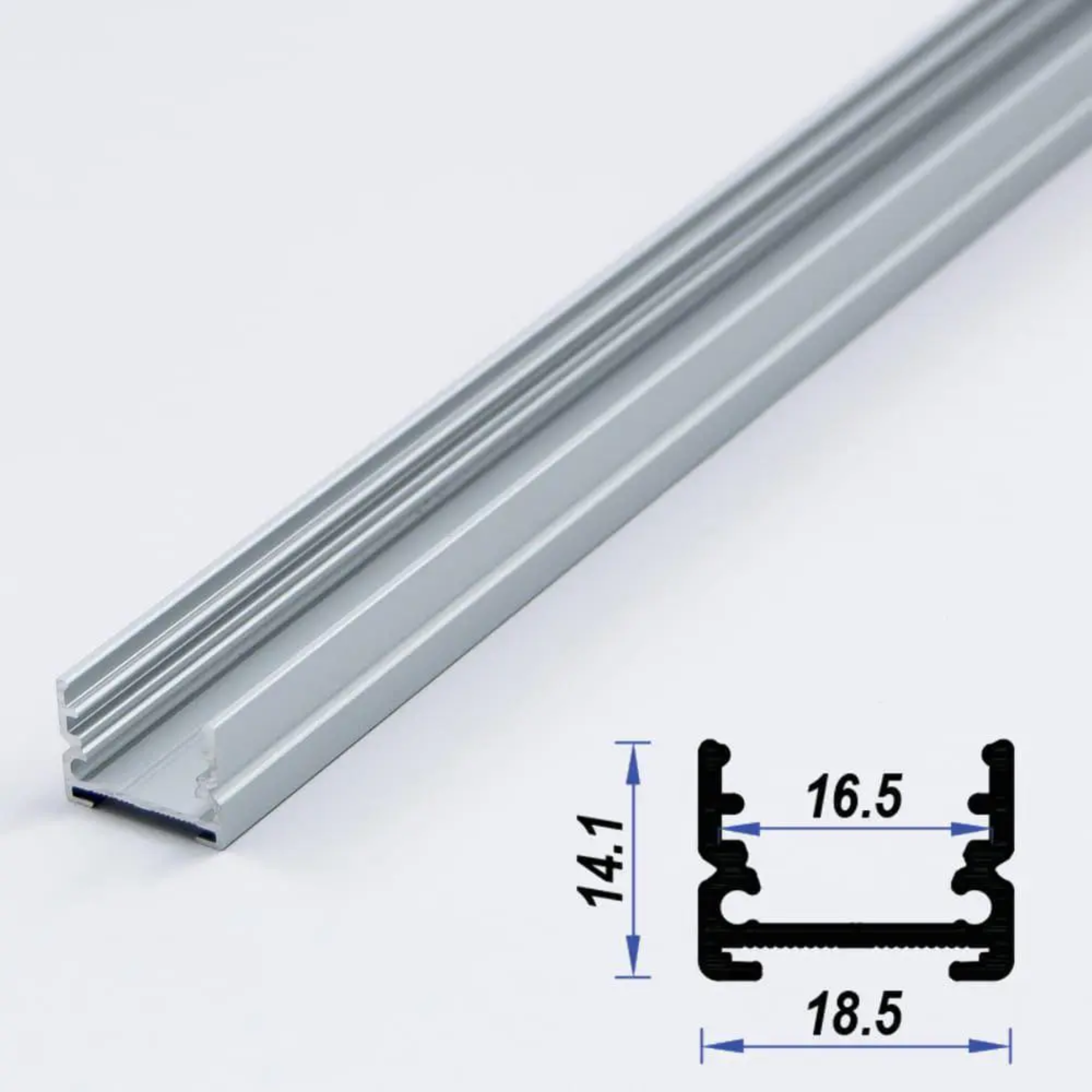 18.5x14.1mm Aluminium Magnetic LED Profile Set, Diffuser, End Cap & Br ...